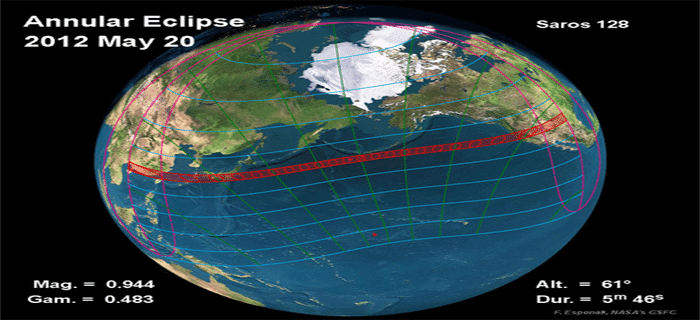 Annular Solar Eclipse on May 20 - Path and Times