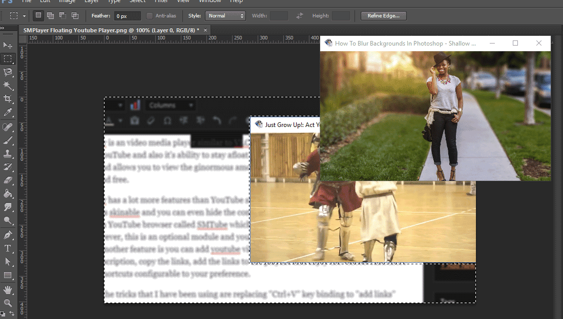 Play YouTube on a floating window for follow along Photoshop, coding or ...