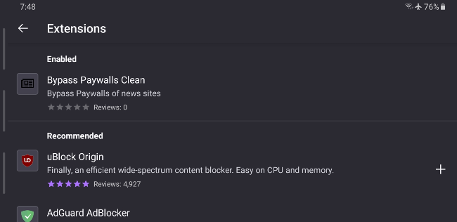 Install extensions with XPI files on Firefox Android